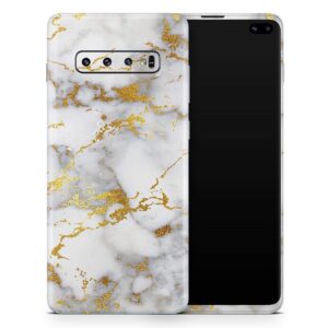 designskinz marble & digital gold foil v7 protective vinyl decal wrap skin cover compatible with the samsung galaxy s20 (screen trim & back glass skin)