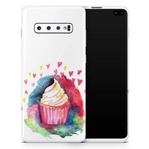 designskinz love, cupcakes, and watercolor protective vinyl decal wrap skin cover compatible with the samsung galaxy s20 (screen trim & back glass skin)