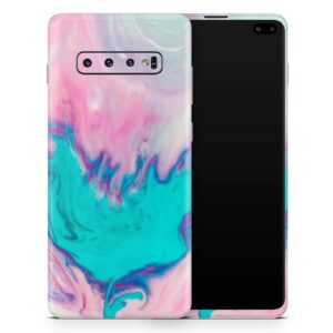 designskinz marbleized pink and blue paradise v432 protective vinyl decal wrap skin cover compatible with the samsung galaxy s20 (screen trim & back glass skin)