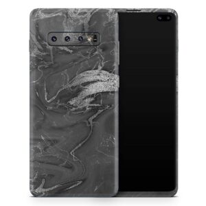 designskinz black & silver marble swirl v7 2 protective vinyl decal wrap skin cover compatible with the samsung galaxy s20 (screen trim & back glass skin)