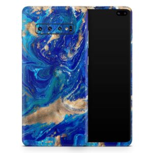 designskinz vivid blue gold acrylic protective vinyl decal wrap skin cover compatible with the samsung galaxy s20 (screen trim & back glass skin)