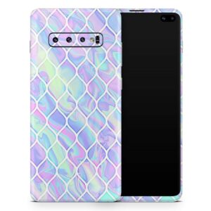 designskinz iridescent dahlia v4 protective vinyl decal wrap skin cover compatible with the samsung galaxy s20 (screen trim & back glass skin)