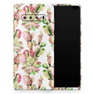 designskinz watercolor cactus succulent bloom v2 protective vinyl decal wrap skin cover compatible with the samsung galaxy s20 (screen trim & back glass skin)