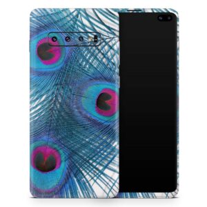 designskinz blue peacock protective vinyl decal wrap skin cover compatible with the samsung galaxy s20 (screen trim & back glass skin)