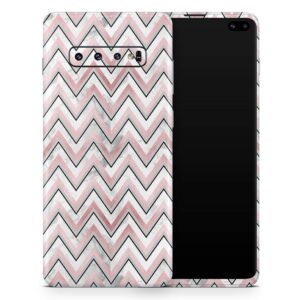 designskinz karamfila marble & rose gold chevron v14 protective vinyl decal wrap skin cover compatible with the samsung galaxy s20 (screen trim & back glass skin)