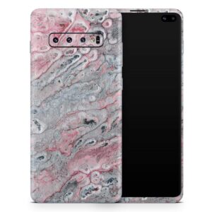 designskinz abstract wet paint subtle pink and gray protective vinyl decal wrap skin cover compatible with the samsung galaxy s20 (screen trim & back glass skin)