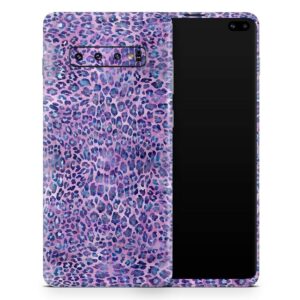 designskinz purple watercolor leopard pattern protective vinyl decal wrap skin cover compatible with the samsung galaxy s20 (screen trim & back glass skin)