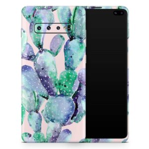 designskinz watercolor cactus succulent bloom v8 protective vinyl decal wrap skin cover compatible with the samsung galaxy s20 (screen trim & back glass skin)