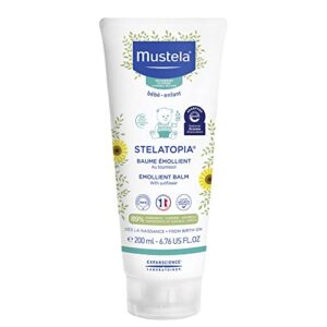 mustela stelatopia eczema-prone skin emollient baby balm - rich daily balm with natural avocado & sunflower oil - fragrance-free - 6.76 fl. oz