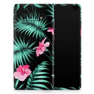 designskinz tropical mint and vivid pink floral protective vinyl decal wrap skin cover compatible with the samsung galaxy s20 (screen trim & back glass skin)