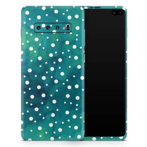 designskinz green and white watercolor polka dots protective vinyl decal wrap skin cover compatible with the samsung galaxy s20 (screen trim & back glass skin)