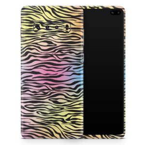 designskinz rainbow colored vector black zebra print protective vinyl decal wrap skin cover compatible with the samsung galaxy s20 (screen trim & back glass skin)