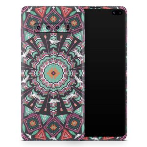 designskinz mirrored coral and colored vector aztec pattern protective vinyl decal wrap skin cover compatible with the samsung galaxy s20 (screen trim & back glass skin)