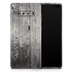 designskinz dark washed wood planks protective vinyl decal wrap skin cover compatible with the samsung galaxy s20 (screen trim & back glass skin)