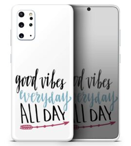 designskinz good vibes everyday all day protective vinyl decal wrap skin cover compatible with the samsung galaxy s20 (screen trim & back glass skin)