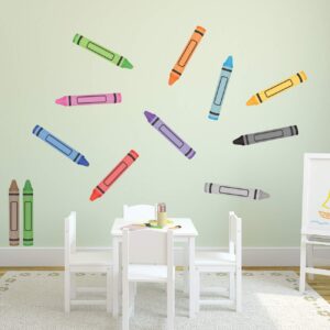 decowall dw-1907 colourful crayons kids fabric wall stickers wall decals peel and stick removable wall stickers for kids nursery bedroom living room décor