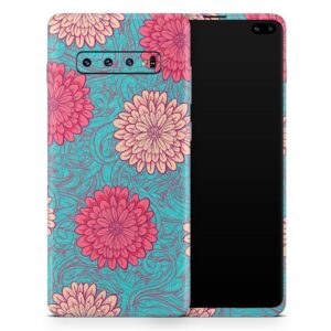 designskinz pink & blue floral illustration protective vinyl decal wrap skin cover compatible with the samsung galaxy s20 (screen trim & back glass skin)