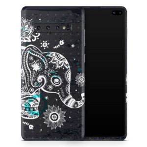 designskinz aztec elephant blue accented modern illustration protective vinyl decal wrap skin cover compatible with the samsung galaxy s20 (screen trim & back glass skin)