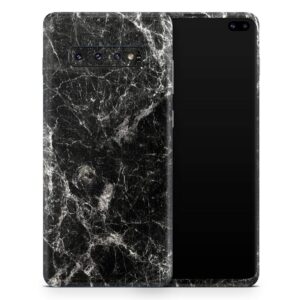 designskinz black scratched marble protective vinyl decal wrap skin cover compatible with the samsung galaxy s20 (screen trim & back glass skin)