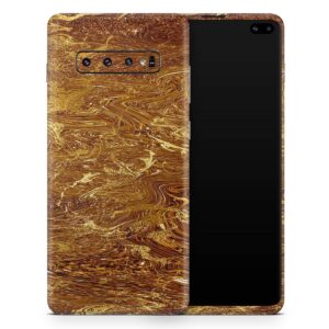 designskinz molten gold digital foil swirl v2 protective vinyl decal wrap skin cover compatible with the samsung galaxy s20 (screen trim & back glass skin)