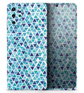 designskinz blue watercolor triangle pattern protective vinyl decal wrap skin cover compatible with the samsung galaxy s20 (screen trim & back glass skin)