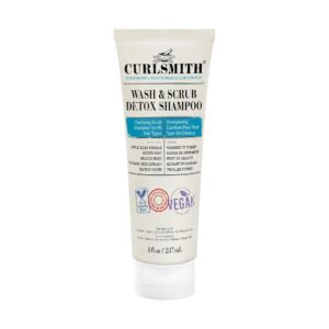 curlsmith - wash & scrub detox shampoo - vegan exfoliating clarifying shampoo for any hair type, healthy scalp (8 fl oz)