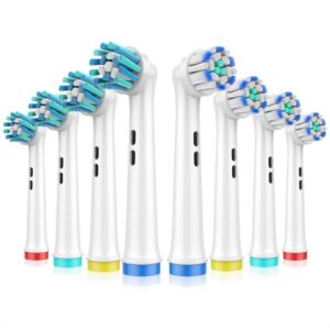 replacement brush heads compatible with oral b,8 pack electric toothbrush heads cross action for oral-b 7000/pro 1000/9600/500/3000/8000 and more