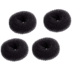 4 pack extra small hair bun maker mini chignon hair doughnut shaper hair donut sock bun form for kids, girls, short and thin hair (small size 2.4 inch, black)