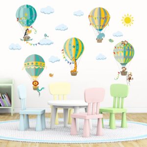 decalmile animals in hot air balloons wall decals giraffe elephant kids wall stickers baby nursery childrens bedroom wall décor