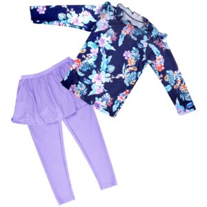 baby girls two piece swimsuit top and pant upf 50+ sun protection long sleeve swimwear bathing suit purple 3xl