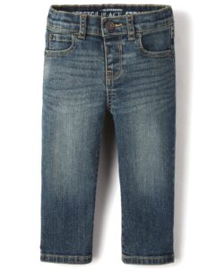 the children's place baby boys and toddler stretch straight leg jeans, aged indigo single, 4t us