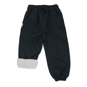 jan & jul lined water-proof pants kids, cozy rain gear for boys girls (fleece-lined: black, 2t)