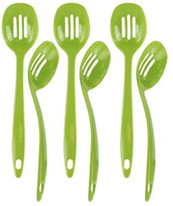 reston lloyd melamine slotted spoon kitchen utensil, premium quality utensil with heat resistant ergonomic handle, durable bpa-free plastic, 11.5 inch long, set of 6,