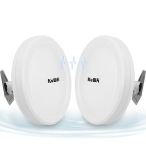 outdoor wireless ethernet bridge, kuwfi long range 5km 11ac wifi bridge point to point outdoor get faster signal built in strong powerful antenna 5.8g high speeds for starlink router丨2-packs