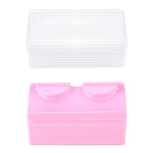 blulu 50 packs minifalse eyelash storage box empty false eyelash care storage case box container holder plastic lash cases makeup organizer (pink)