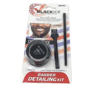 black- ice barber detailing kit enhance beard & mustache sharp hairline brush color (charcoal black)