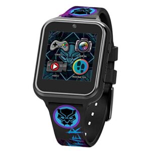 accutime kids marvel black panther black educational ,touchscreen smart watch toy for boys, girls, toddlers - selfie cam, learning games, alarm, calculator, pedometer (model: avg4608az)