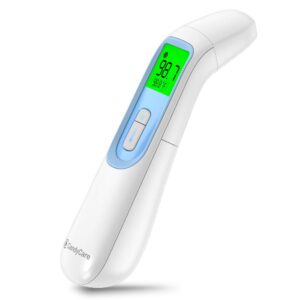 candycare touchless smart infrared thermometer with lcd digital screen (3-in-1 measurement) for adult and kid, temperature gun reading detection on forehead and ear (battery not included)