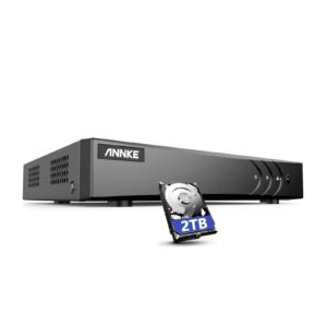 annke 3k lite 8ch digital video recorder, h.265+ hybrid 5-in-1 dvr with ai human/vehicle detection, remote access for surveillance camera home business, 2tb hard drive included