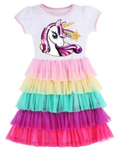 unicorn party princess birthday pageant rainbow 5t little girls dresses,5tt50,4-5 years(size 120)