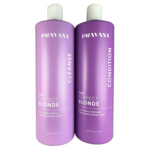 pravana the perfect blonde purple toning shampoo and conditioner 33 ounce