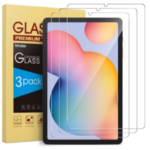 sparin screen protector for samsung galaxy tab s6 lite 10.4 inch(2024/2022/2020), 3 pack 9h hardness tempered glass with s pen compatible, scratch resistant, case friendly