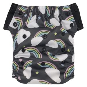 hybrid cloth diaper - reusable training pants, swim diaper, special needs briefs, fits from baby up to 10 years (size 3, rainbow)