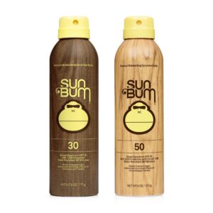 sun bum sun bum original spf 30 and 50 sunscreen spray vegan and reef friendly (octinoxate & oxybenzone free) broad spectrum moisturizing uva/uvb sunscreen with vitamin e 2 pack