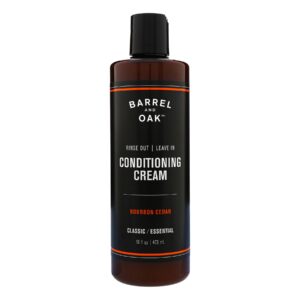 barrel and oak - rinse out leave in conditioning cream, conditioner, hair cream for men, restores dry hair, aids healthy hair growth, natural fragrance, vegan (bourbon cedar, 16 oz)