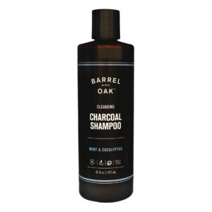 barrel and oak - cleansing charcoal shampoo, clarifying shampoo, hair care for men, deep cleans & purifies, hydrates & soothes dry scalp, essential oil-based scent, vegan (mint & eucalyptus, 16 oz)