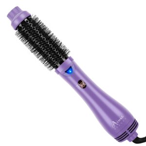 hot air brush, aima beauty salon one-step hair dryer and volumizer, 4-in-1 hair dryer brush, hair styling tools, purple-round