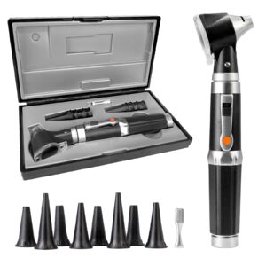 scian otoscope - ear scope with light, ear infection detector and pocket ear checker kit with 3x magnify lens, suitable for kids, adults, doctors, pets(black)