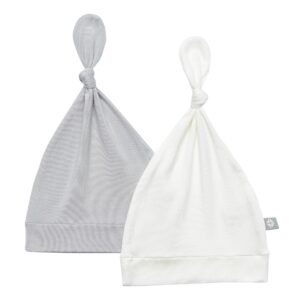 kyte baby rayon made from bamboo baby beanie hats soft knotted caps - 2 pack (0-3 months, storm/cloud)