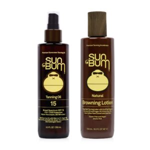 sun bum sun bum browning lotion and spf 15 tanning oil vegan and reef friendly (octinoxate & oxybenzone free) sun tanning cream and oil with aloe vera